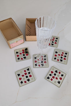 Vintage Glass Mirrored Cocktail Mats, Set of 6 Coasters in Original Bo ...