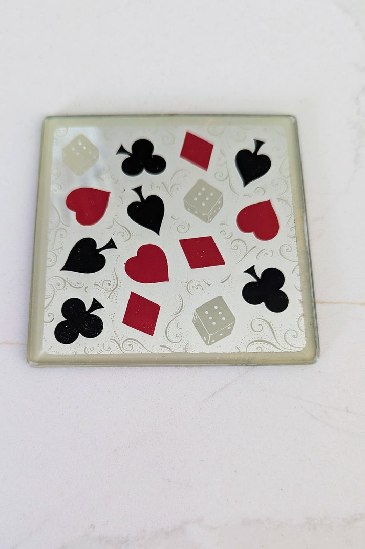 Vintage Glass Mirrored Cocktail Mats, Set of 6 Coasters in Original Bo ...