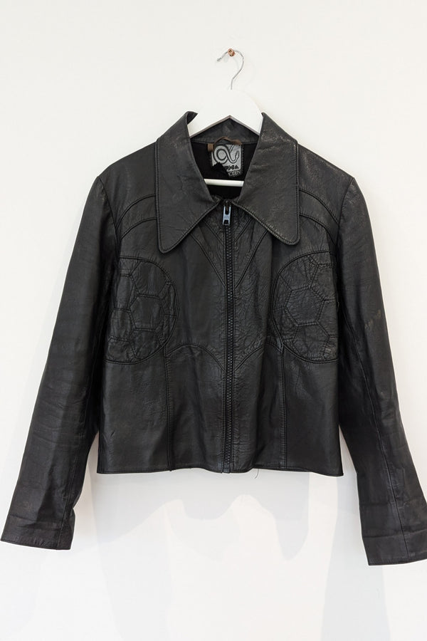 Rare 1970s Vintage Unisex Dagger Collar Leather Jacket – Ada's Attic ...