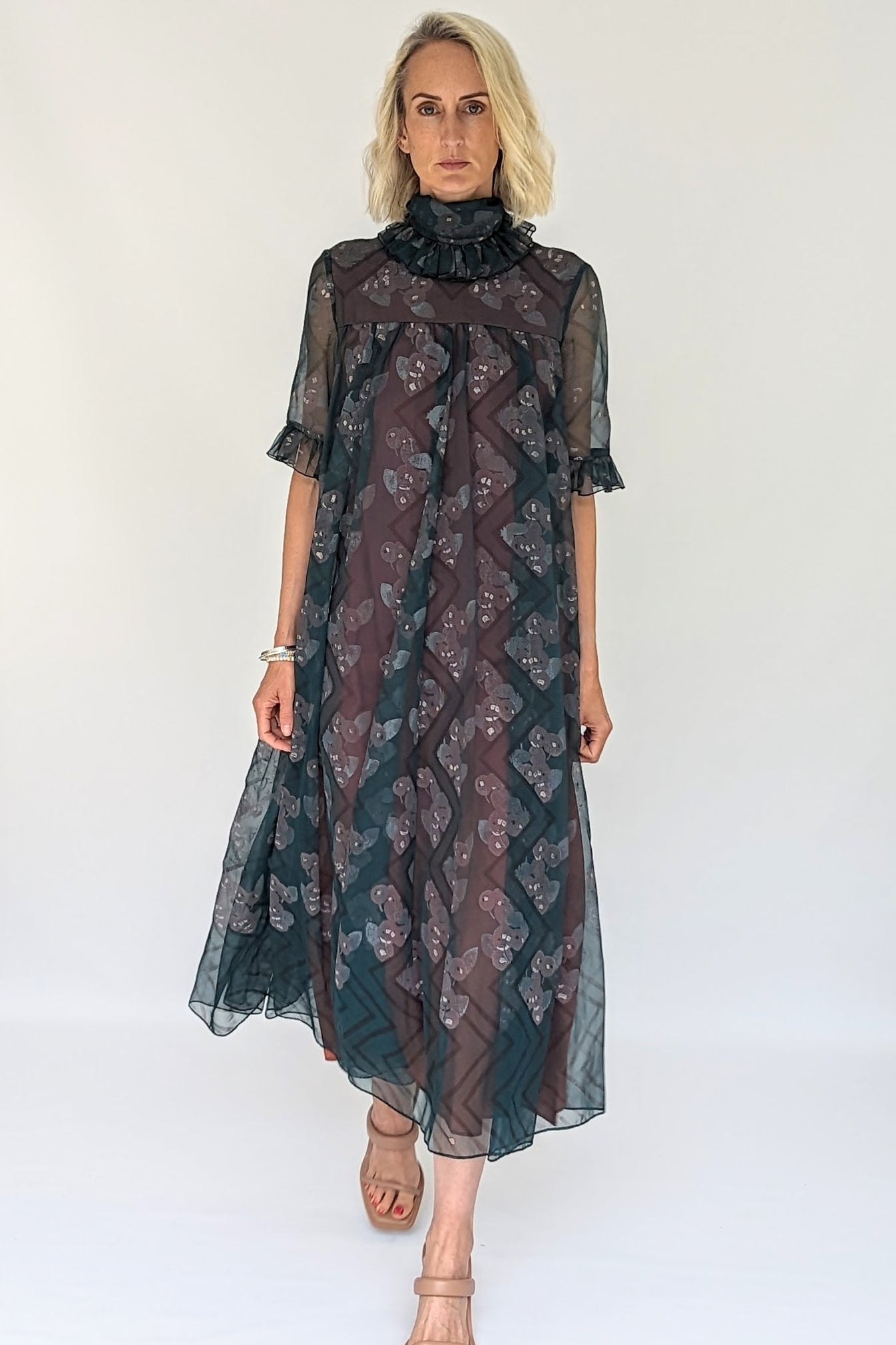 Early 1970s Jean Varon Vintage High Neck Prairie Smock Dress – Ada's ...