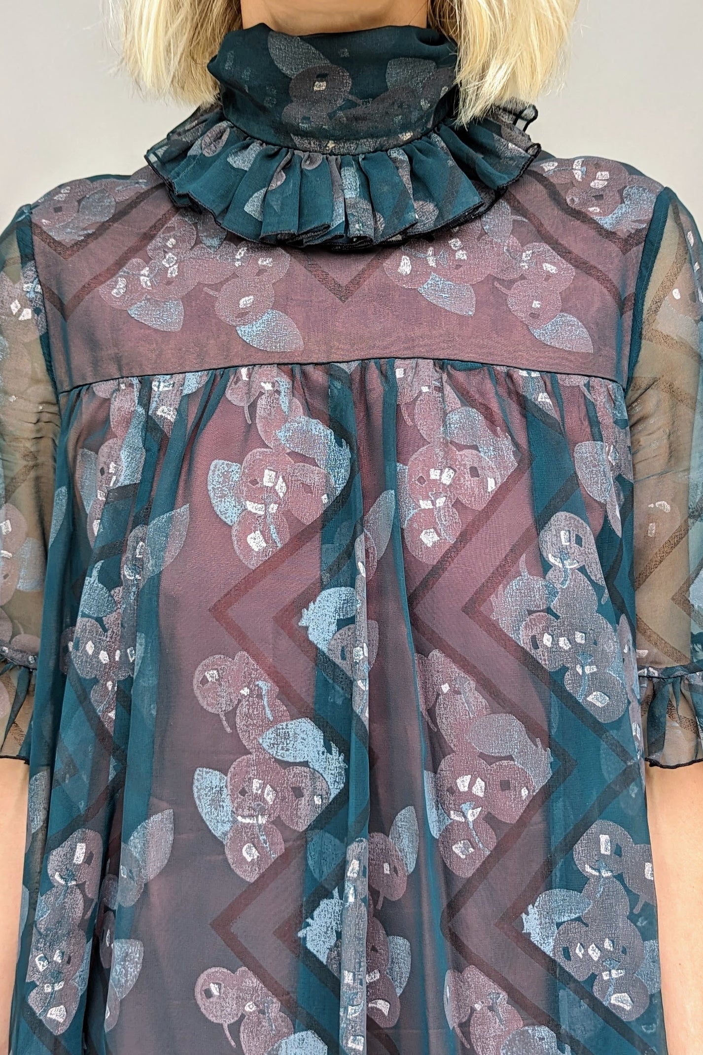 Early 1970s Jean Varon Vintage High Neck Prairie Smock Dress – Ada's ...