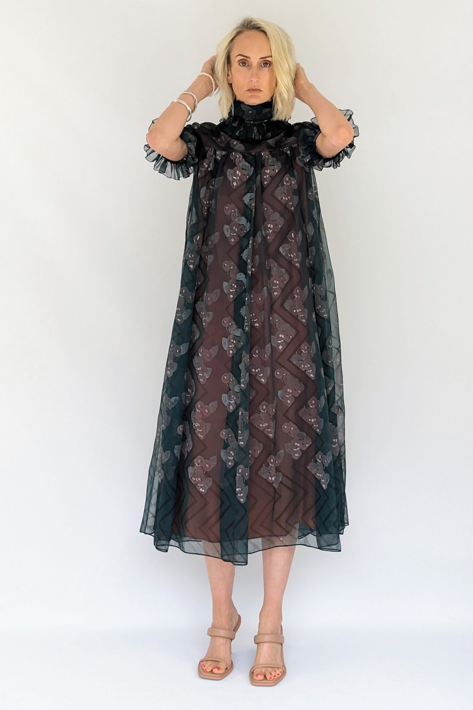 Early 1970s Jean Varon Vintage High Neck Prairie Smock Dress – Ada's ...