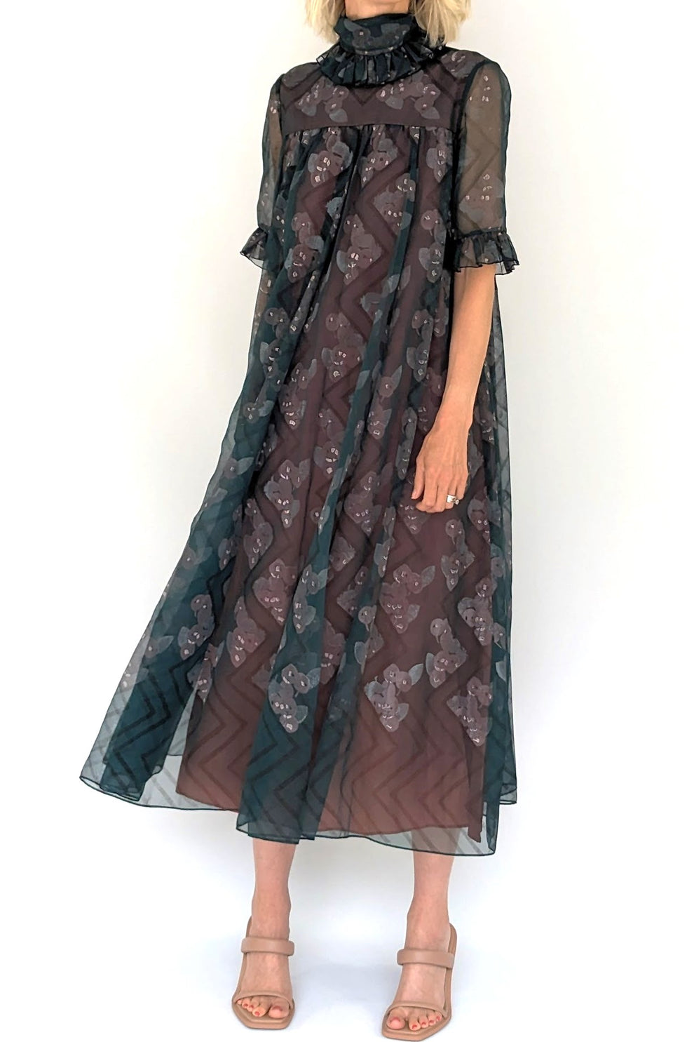 Early 1970s Jean Varon Vintage High Neck Prairie Smock Dress – Ada's ...